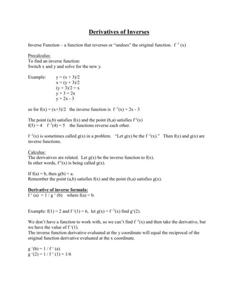 Image result for Calculating Inverse Derivative