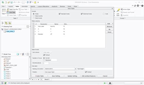 Image result for Creo Drawing Table