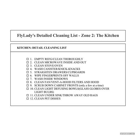 Image result for FlyLady Printable Checklists