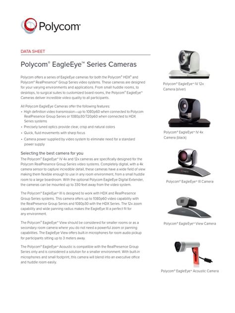 Polycom Eagleeye™ Series Cameras: Data Sheet | PDF | Camera | Video
