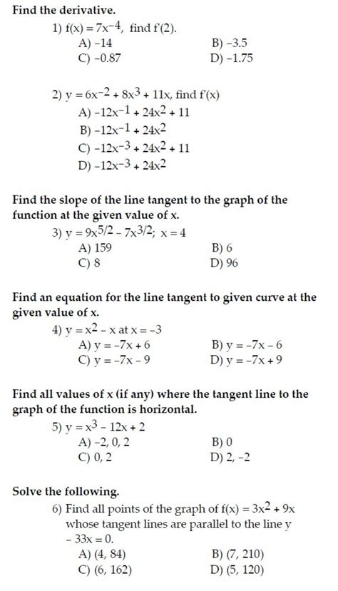 Image result for Derivative Function Graph Worksheet