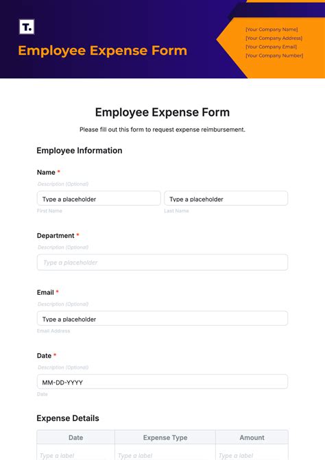 Image result for Sample Expense Form