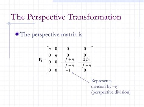 Image result for Perspective Projection Transformation Matrix
