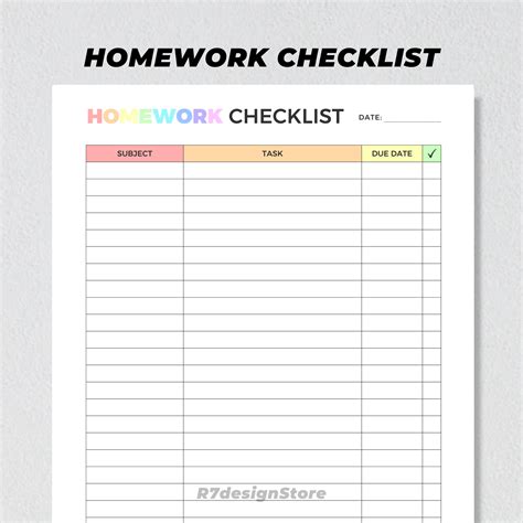 Image result for Homework Checklist