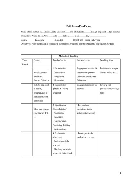 Image result for Lesson Plan Format