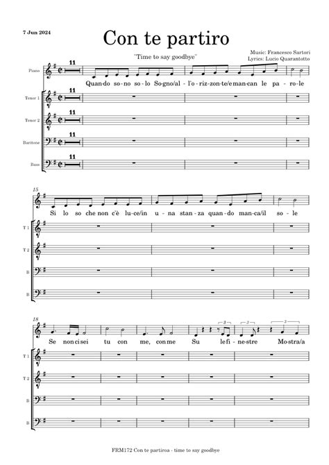 Image result for Con Te Partiro Partition