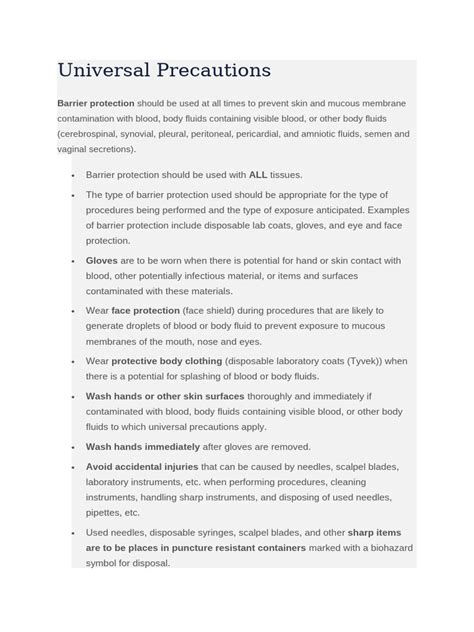 Image result for Universal Precautions Lab