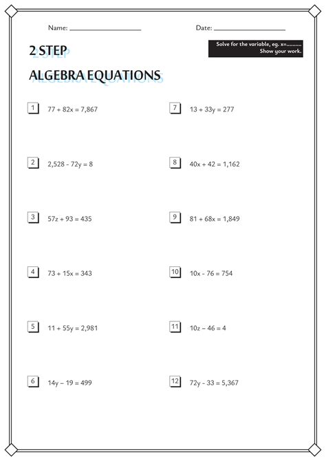Image result for 2 Step Equations Worksheet 7th Grade Math PDF