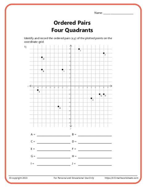 Coordinate Graph Worksheets Ordered Pairs And Coordinate Plane