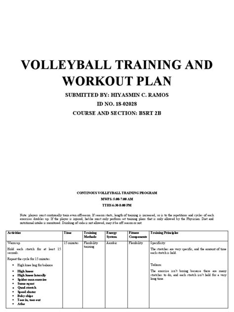 Image result for Examples of One Week Training Program for Volleyball
