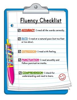 Image result for Fluency Checklist Poster
