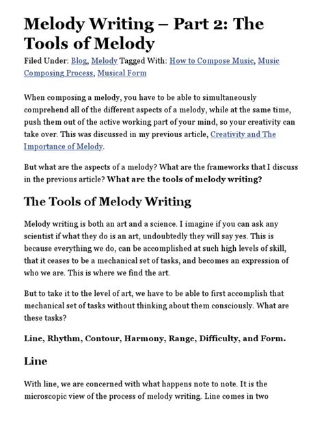 Melody Writing - Part 2: The Tools of Melody - Art of Composing | PDF ...