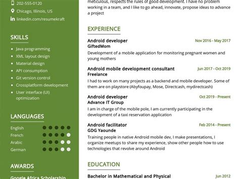 Image result for Android Developer CV