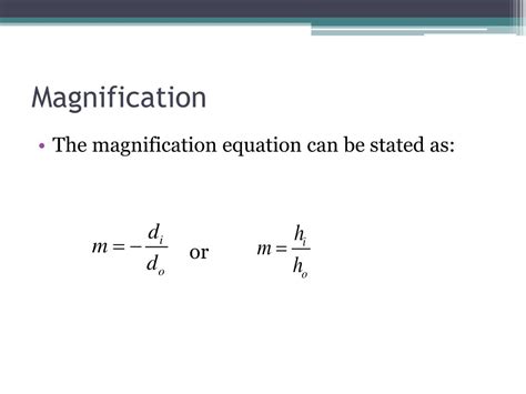 Image result for Magnification Equation Examples