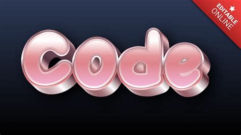 Code | Editable Pink 3D Style | Text Effect Generator