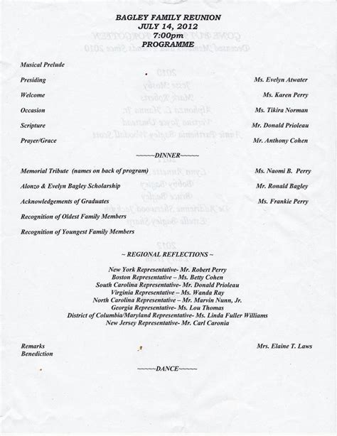 Image result for Sample Family Reunion Program Script