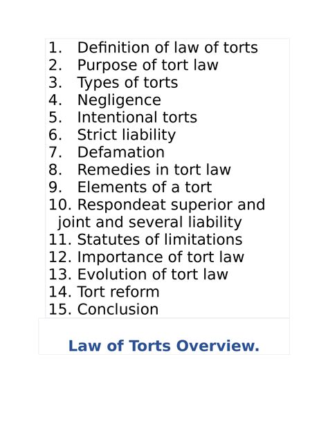 Image result for Main Torts Examples
