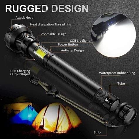 (New) Strong XHP90 LED Flashlight with USB Rechargeable 90000LM – Chyhua