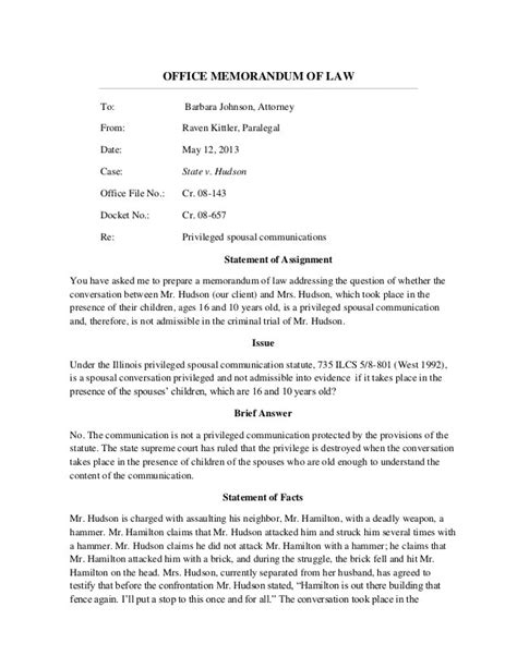 Image result for Memorandum of Law Example