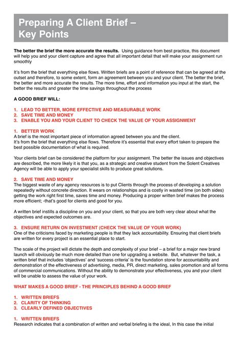 Image result for Client Brief Examples