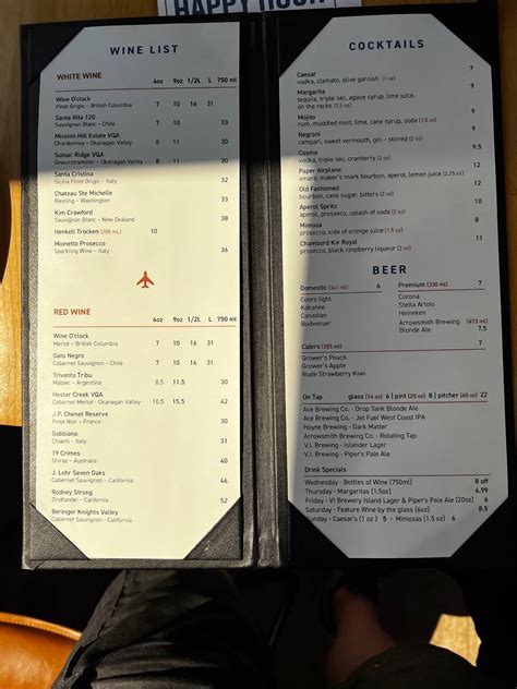 Image result for Final Approach Restaurant Menu