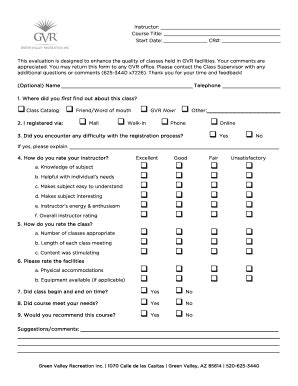 Image result for Generic Class Evaluation Form
