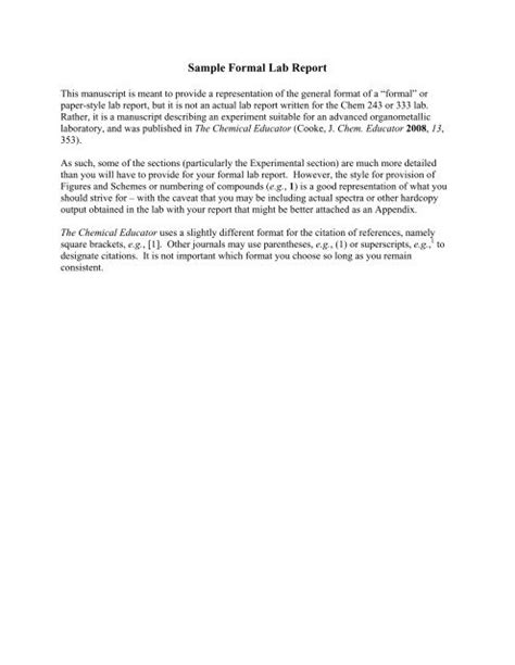 Image result for Formal Lab Report Sample