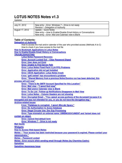 Lotus Notes Notes v1.3 | PDF | Ibm Notes | Computer File