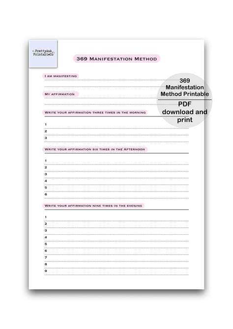Image result for 369 Manifestation Method Worksheet Example