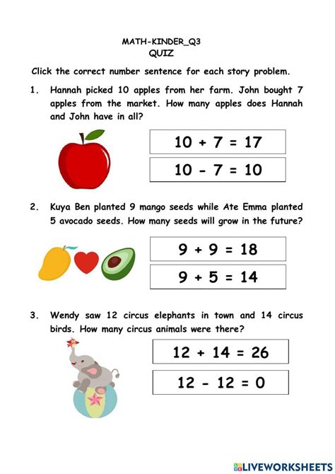 Story problem | liz_cortez | Live Worksheets