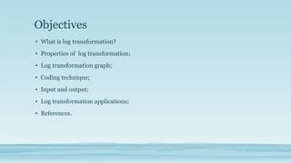 Image result for Example of Log Transformation