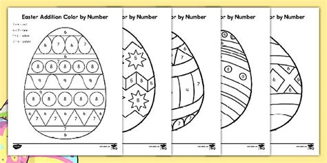 Image result for Easter Addition Color by Number