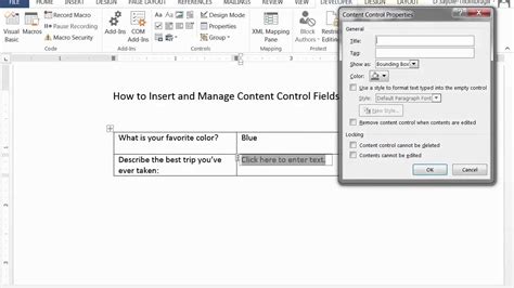 Image result for Text of Content Control Is Editable
