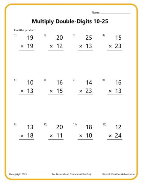 Image result for Double Over Double-Digit Multiplication with Grid Worksheet