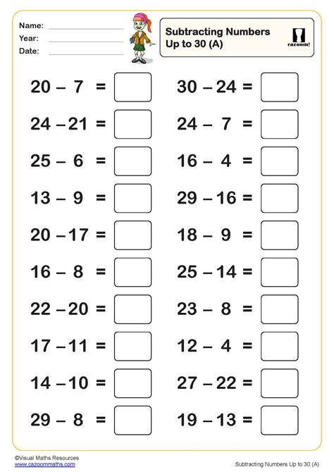 Image result for Subtracting Two-Digit Numbers Worksheet