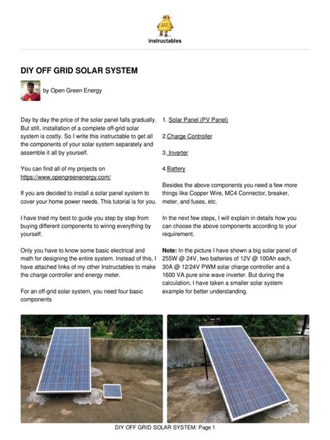 Diy Off Grid Solar System: Instructables | PDF | Power Inverter | Solar ...