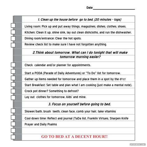 Image result for FlyLady Printable Checklists