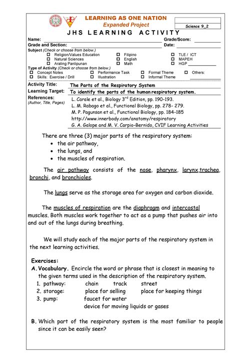 Image result for Respiratory System Science Project