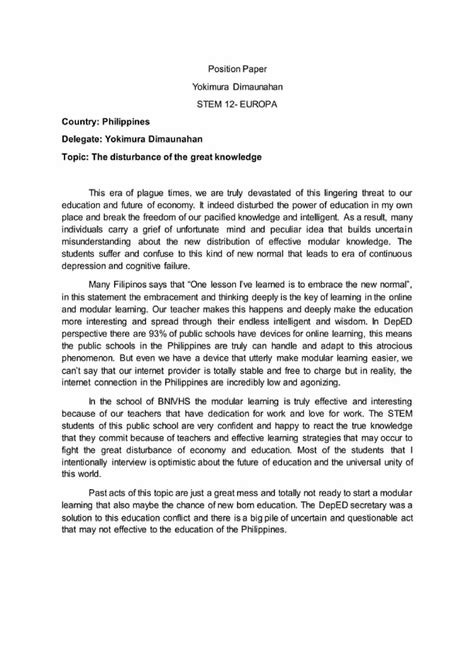 Image result for Examples of a Abstract of a Position Paper