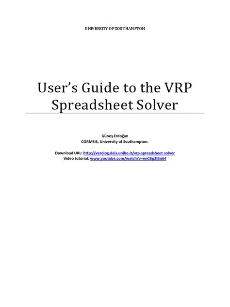 Image result for VRP Spreadsheet Solver Example