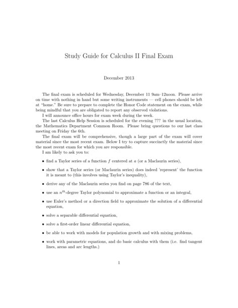 Image result for Calculus 2 Study Guide