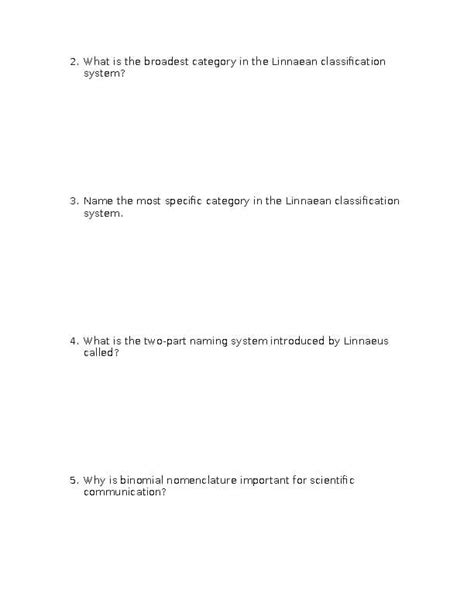 Image result for Linnaean Classification Worksheets