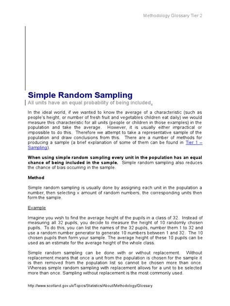 Simple Random Sampling | PDF