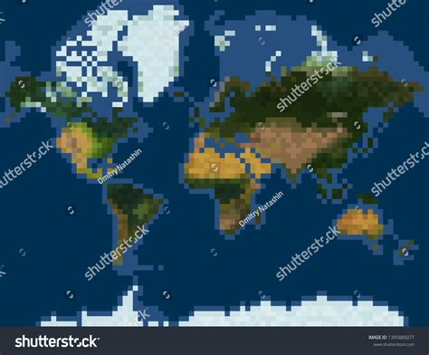 Abstract World Map Pixel Art Vector: Stock-Vektorgrafik (Lizenzfrei ...