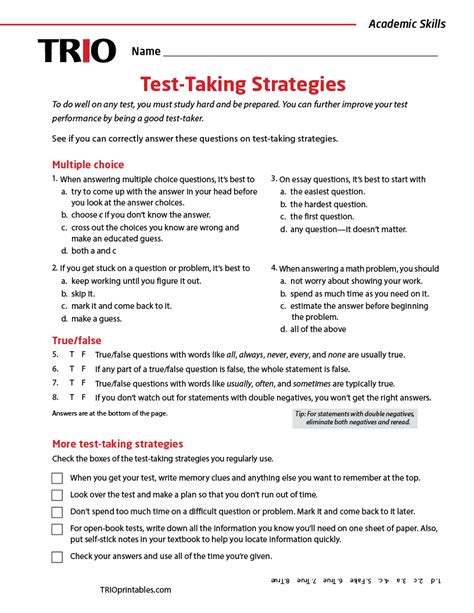 Image result for Test-Taking Strategies Matching Activity