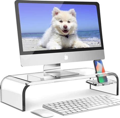 Amazon.com: Computer Monitor Stand with Phone Holder - Acrylic Laptop ...