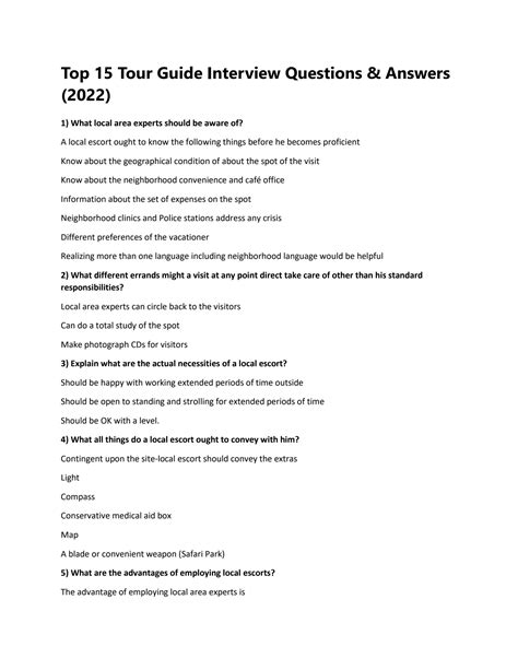 Image result for Example of an Interview About a Tour Guide