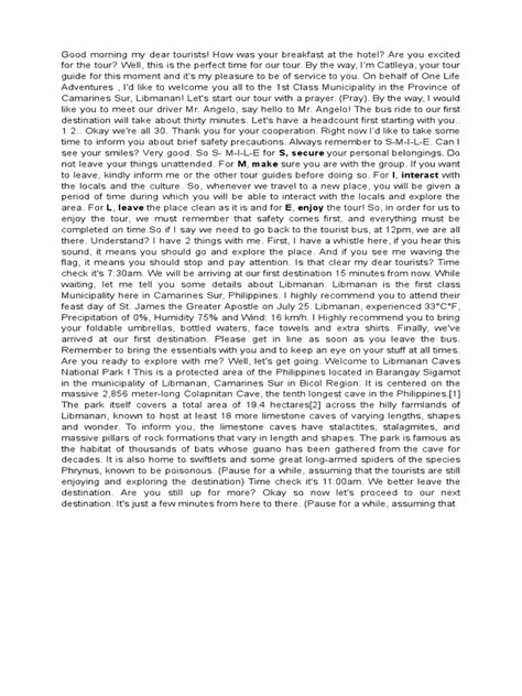 Image result for Tour Guide Script Template