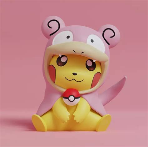 Pikachu cosplay Slowpoke » 3D print model Download free