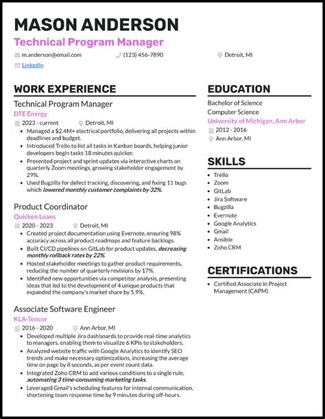 Image result for Technical Program Manager Resume Writing Format